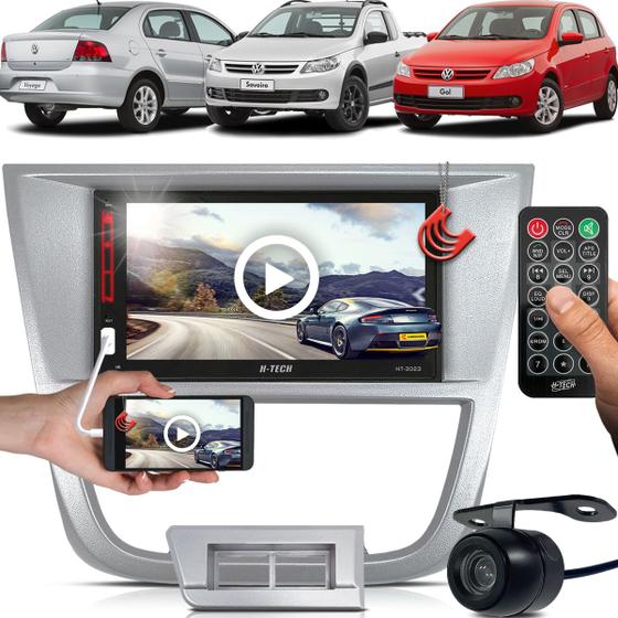 Combo Kit Central Multimidia MP5 + Camera de ré + Moldura Prata Gol Voyage Saveiro G5 - H-Tech ...