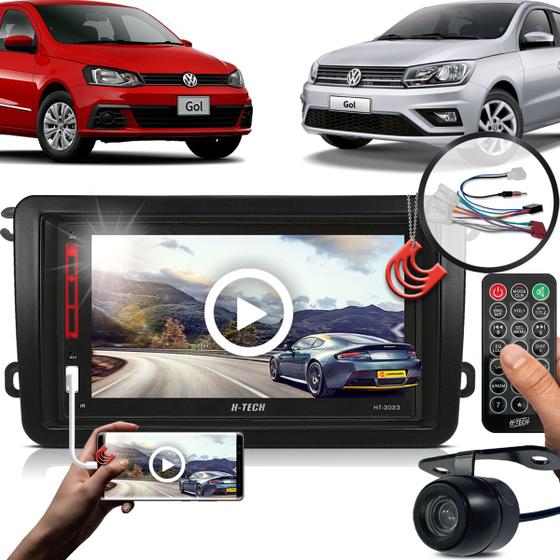 Combo Kit Central Multimidia MP5 + Camera de ré + Moldura Preta + Chicote Gol G7 G8 - H-Tech ...