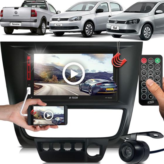 Combo Kit Central Multimidia MP5 + Camera de ré + Moldura Preta Gol Voyage Saveiro G6 - H-Tech ...