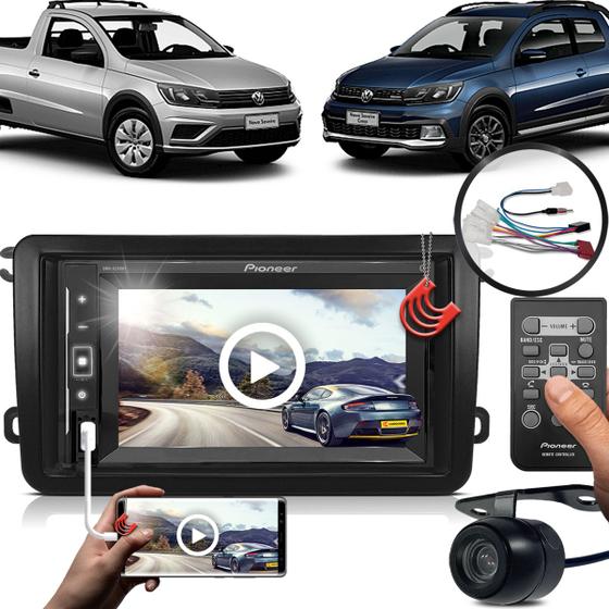 Combo Kit Central Multimidia MP5 Pioneer + Camera de ré + Chicote + Moldura Saveiro G8 ...