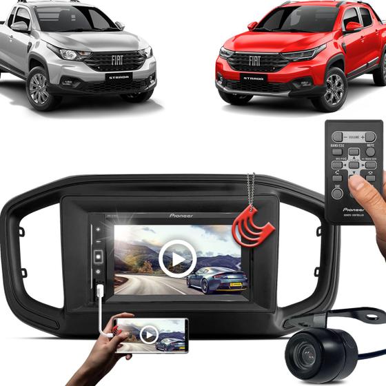 Combo Kit Central Multimidia MP5 Pioneer + Camera de ré + Moldura Fiat Nova Strada 2021 Até 2023 ...