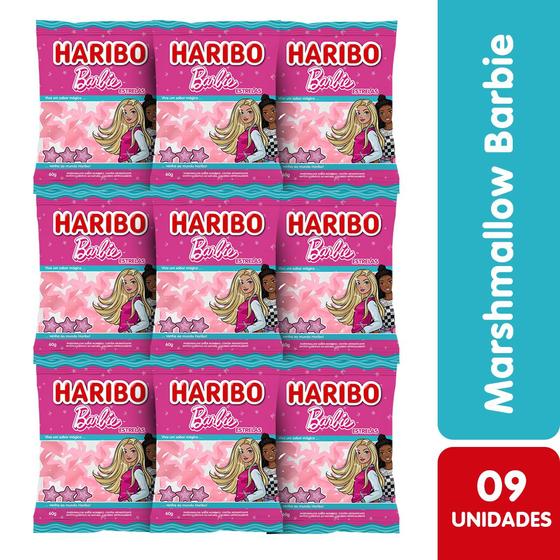Combo marshmallow barbie morango haribo mattel 60g 9 unidades - Bala de ...