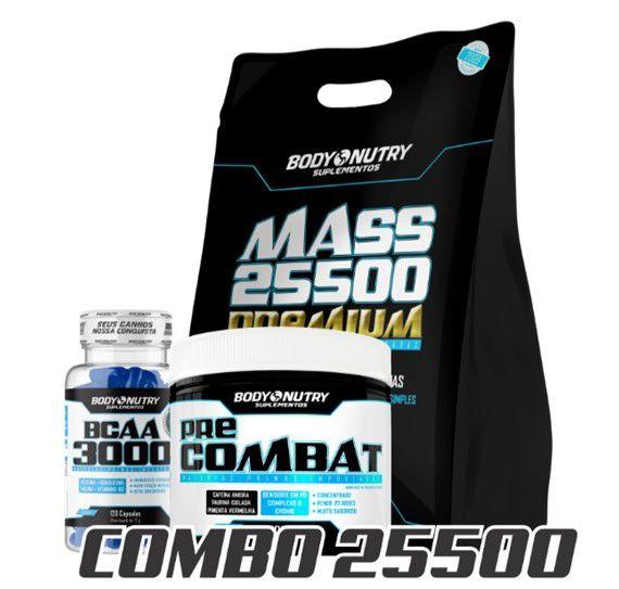 Combo MASS 25500 Premium 3 kg e Pre Combat 200g e BCAA 3000 50 caps - BODY NUTRY - BCAA ...