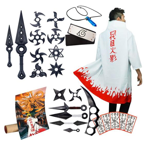 Combo Minato Manto Hokage + Kit Cosplay Anime Completo - Naruto - Kits ...