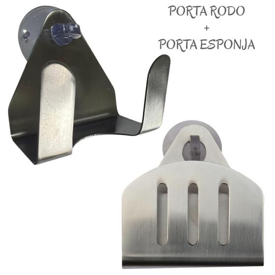 Combo Porta Rodo de Pia Cozinha Inox + Porta Esponja Para Pia Inox ...
