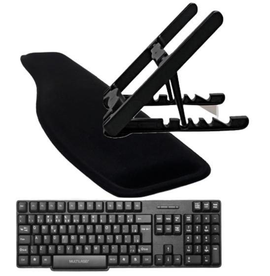 Combo Suporte Notebook + Teclado Multilaser com fio + Apoio De Pulso ...