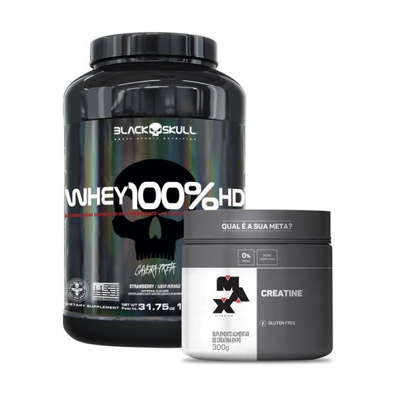 Combo: Whey 100%hd (3w) 900g BlackSkull e Creatina Pura de 300g Max Titanium - Whey Blend ...