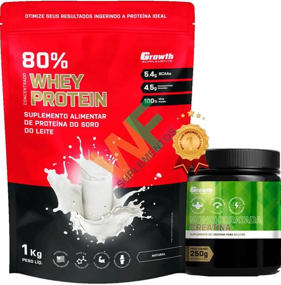 Combo Whey 1kg Concentrado Creatina 250g Growth Supplement Growth