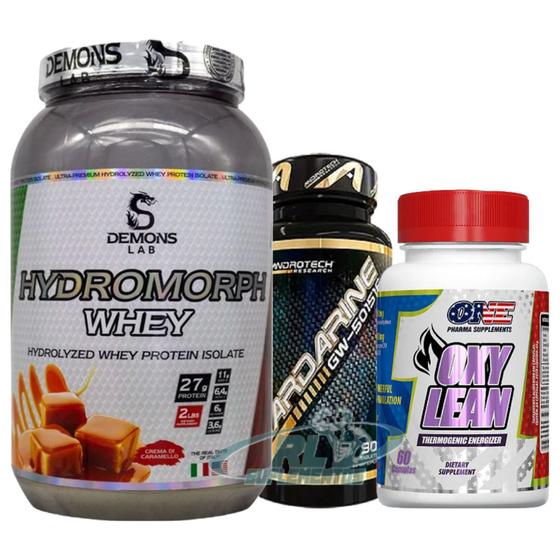 Combo Whey 900g Demons Labs + Termogênico Oxylean + Cardarin Importado Androtech Research - Kit ...