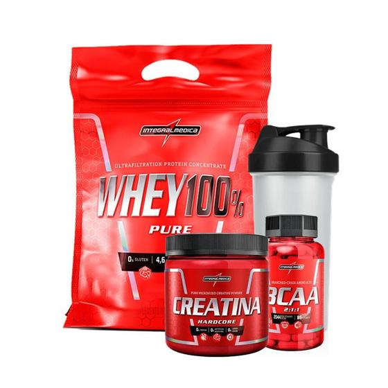 Combo Whey Protein 100 Pure Nutri Conc Baunilha 900g Creatina Bcaa