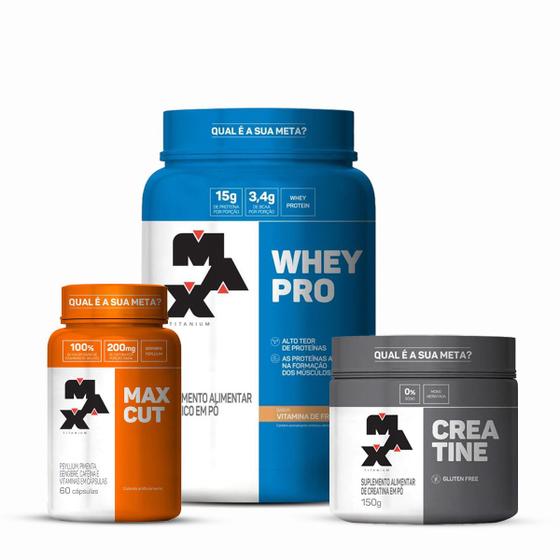 Combo Whey Protein 1kg Max Cut 60 Caps E Creatina Monohidratda 150g