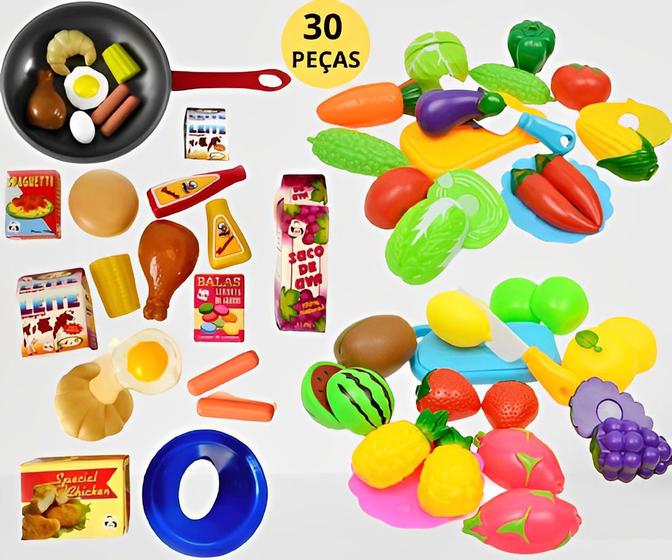 COMIDINHAS de brinquedo KIT cozinha e MERCADINHO Frutas, Legumes, verduras infantil c ...