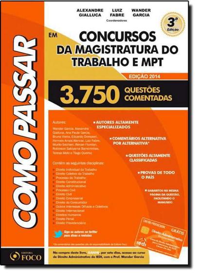 Como Passar em Concursos da Magistratura do Trabalho e Mpt - 3.750 Questões Comentadas ...