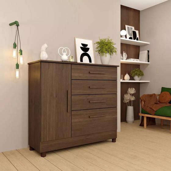 Cômoda 1 Porta 4 Gavetas Chicago Tcil Móveis Cacau - Móveis Atenas ...