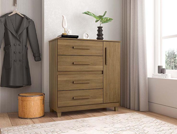 Cômoda 4 Gavetas com Pés Victória Amêndoa Geval - Cômoda - Magazine Luiza