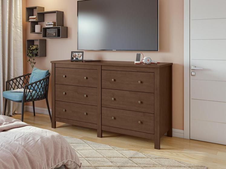 Cômoda 6 Gavetas Maggiore Imbuia Clean - Lopas - Móveis Lopas - Cômoda ...