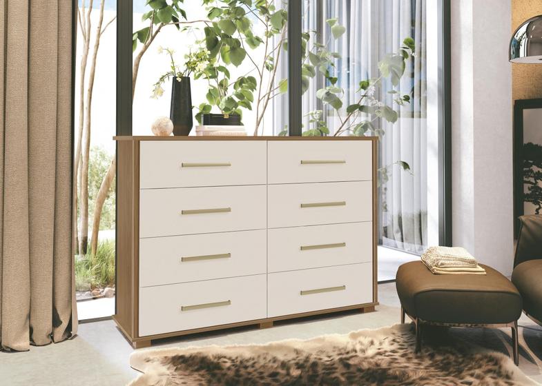Cômoda 8 Gavetas Lis Freijó/Off White - Fazzio - Fazzio Moveis - Cômoda - Magazine Luiza