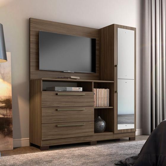 Cômoda com Painel para TV 43 Polegadas 1 Portas com Espelho 3 Gavetas NT5055 Notável Móveis ...
