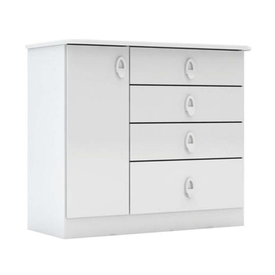 Cômoda Flex Color Inocência 4 GV 1 PT Lilás e Branco - BATROL - Cômoda ...
