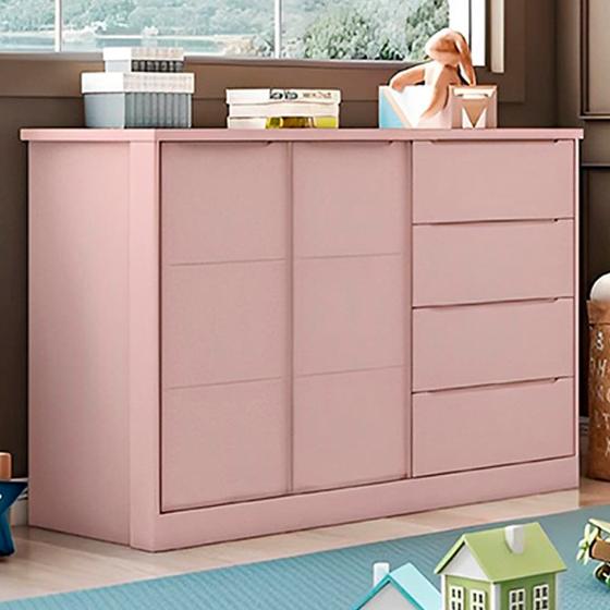 Cômoda Infantil Blenda Rosa Acetinado - Phoenix Baby - Cômoda Infantil ...