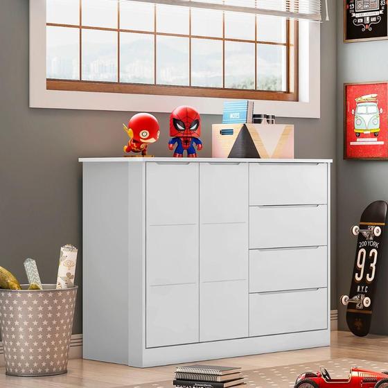 Comoda Ínfantil Eloa Em Mdf Branco Acetinado Phoenix Baby - Larbelle ...