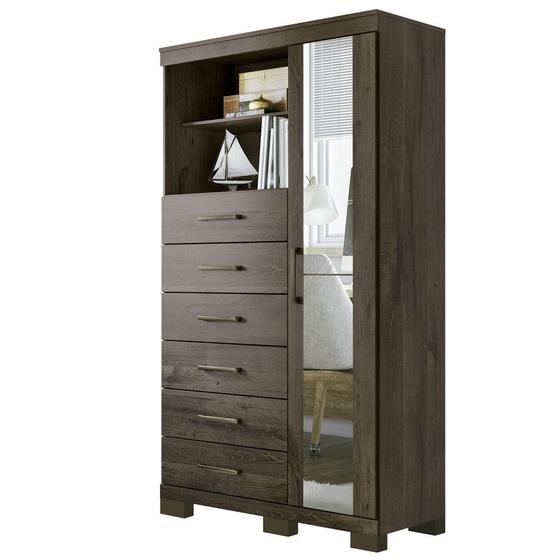 Comoda Multiuso 1 porta 6 gavetas com Espelho e Pes Maraba Santos ...