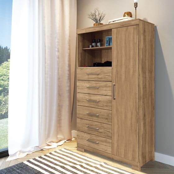 Cômoda Multiuso 1 Porta 6 Gavetas com Pés Marabá Santos Andirá - Cômoda ...