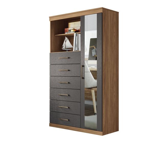 Comoda Multiuso 1 porta 6 gavetas Maraba com Espelho Santos Andira ...