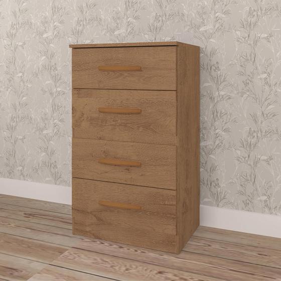 Cômoda Pequena 54 x 86 Cm 4 Gavetas Cairo MDP Flex Canelato Natura ...