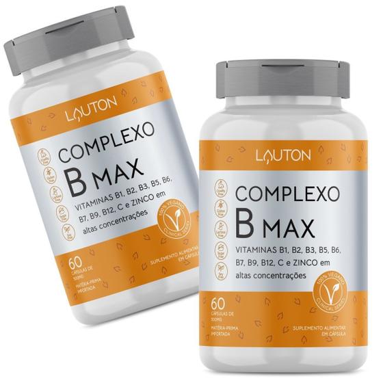 Complexo B Max c/ Zinco Premium Lauton Vegano - Kit 2 Biotina Ácido Fólico - Complexo B ...
