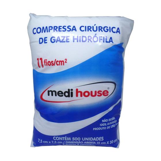 Compressa De Gaze Cirúrgica Hidrofila 11 Fios 500 Und - Medi house - Gaze - Magazine Luiza