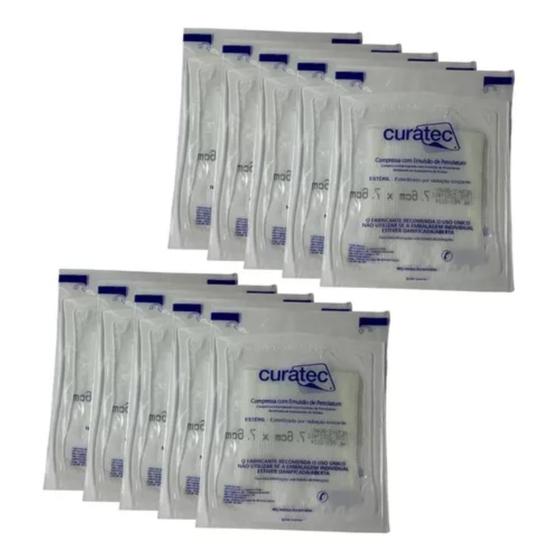 Compressa Emulsão de Petrolatum Curativo Feridas 7,6 x 7,6cm Curatec ...