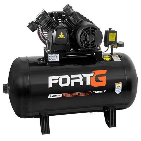Compressor de Ar 10 Pés 100L 2HP 140PSI Monofásico - FORTG - Compressor ...
