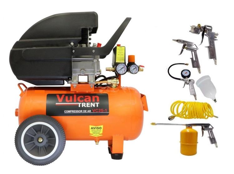 Compressor de Ar 24 Litros 2Hp 127V VC25-2 VULCAN + Kit - Compressor de ...
