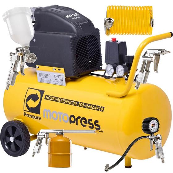 Compressor de Ar Motopress 50 Litros 8pcm 2Hp Pistola Calibrador ...