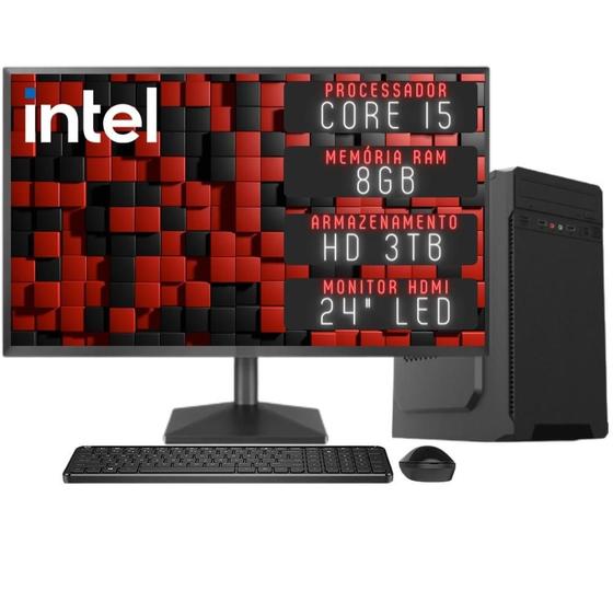 Computador Completo 3green Desktop Intel Core i5 8GB Monitor 24" Full ...