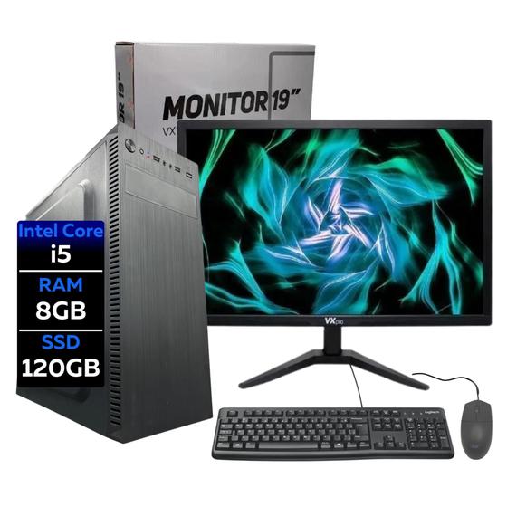 Computador Completo Core I5 8Gb SSD 120GB PC Intel Monitor 19" Windows ...