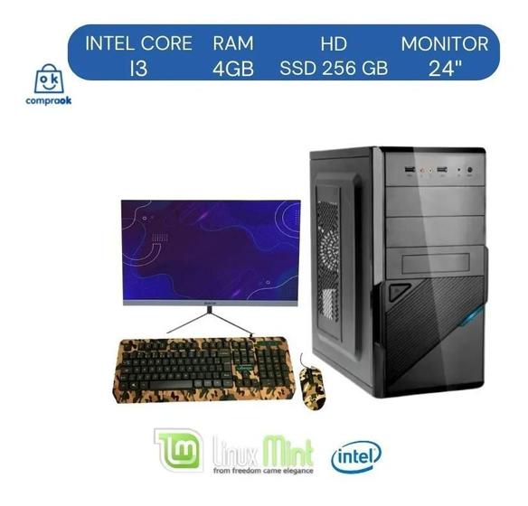 Computador Completo+kit Gamer Multilaser Core I3/4gb/ssd 256gb /linux ...