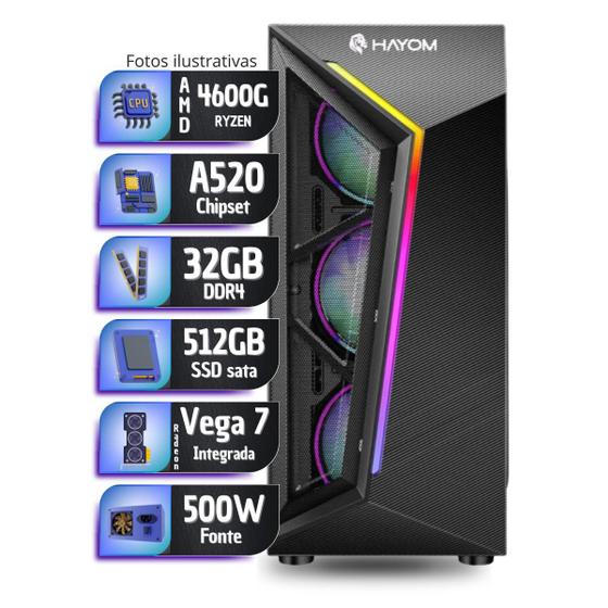 Computador Cpu PC Gamer AMD Ryzen 5 4600g Vega 7 32gb ddr4 512gb ssd ...