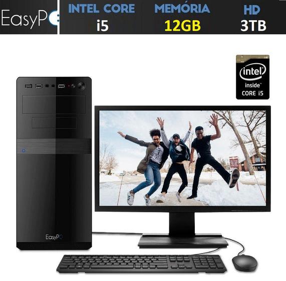 Computador Desktop Completo Com Monitor LED 19.5" HDMI Intel Core I5 12GB HD 3TB Com Mouse e ...