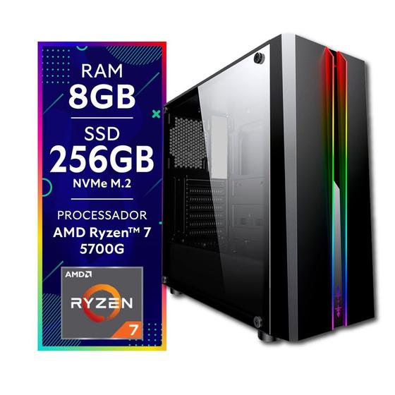 Computador Gamer AMD Ryzen 7 5700G 8GB SSD 256GB Radeon Graphics Vega 8 ...