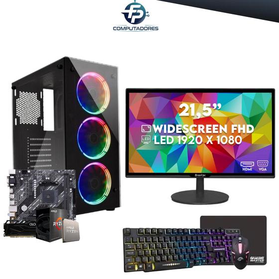 Computador Gamer completo Ryzen 3 2200G, SSD 480, 16gb, Monitor 21.5 ...