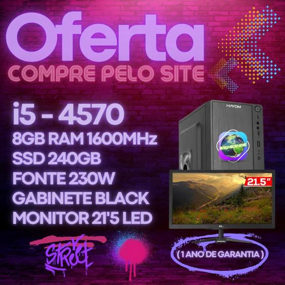 Computador Home Core i5 4570, 8GB RAM, SSD 240GB, Monitor 21'5 LED ...