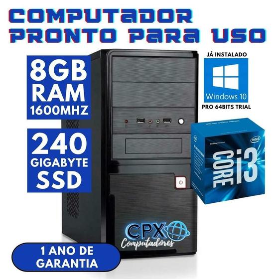 Computador Intel Core i3 4130, 8GB RAM, SSD 240GB, Windows 10 Pro trial ...