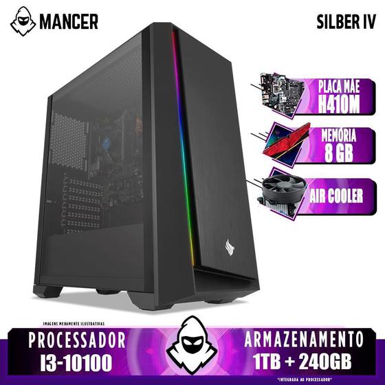 Computador intel i3-10100, Cooler Pichau, H410M, 8GB, 1TB + 240GB, 400W ...