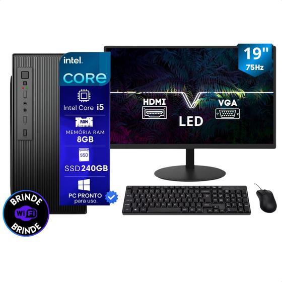 Computador Pc Completo Intel Core I5 8Gb SSD 240Gb Monitor 19 - XBLUE ...