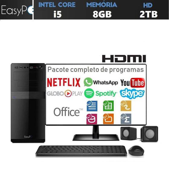 Computador PC CPU Completo EasyPC Intel Core i5 8gb HD 2tb Kit ...