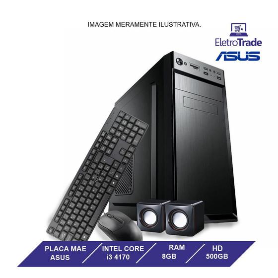 Computador PC CPU Flex ASUS Intel Core i3 4170 8GB RAM HD 500GB Com Kit ...