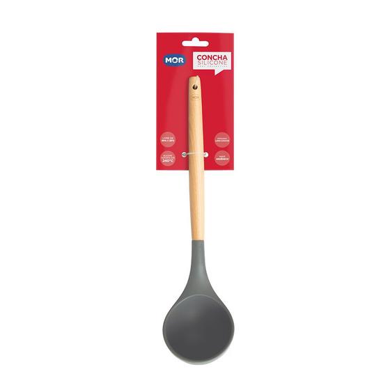 Concha Talher Culinário Silicone Espátula 32cm Utensílio Cabo Madeira ...