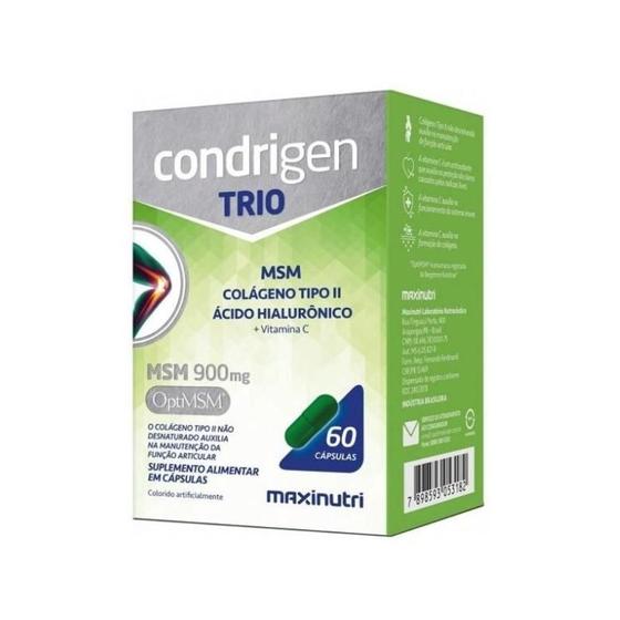 Condrigen Trio Colágeno Tipo II, MSM, Ácido Hialurônico + Vitamina C 900mg 60 cápsulas ...